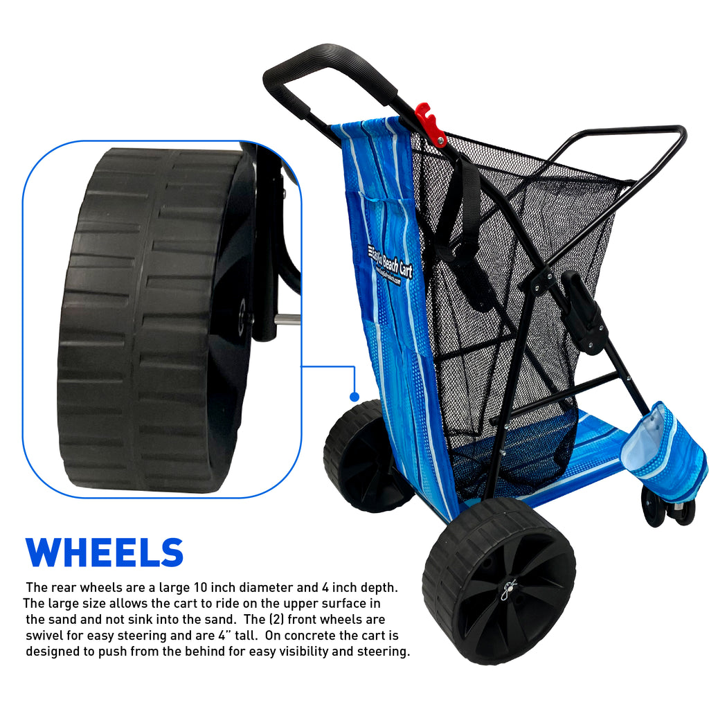 EasyGo Product Beach Cart Deluxe – Heavy Duty Folding Cart Beach Wagon ...