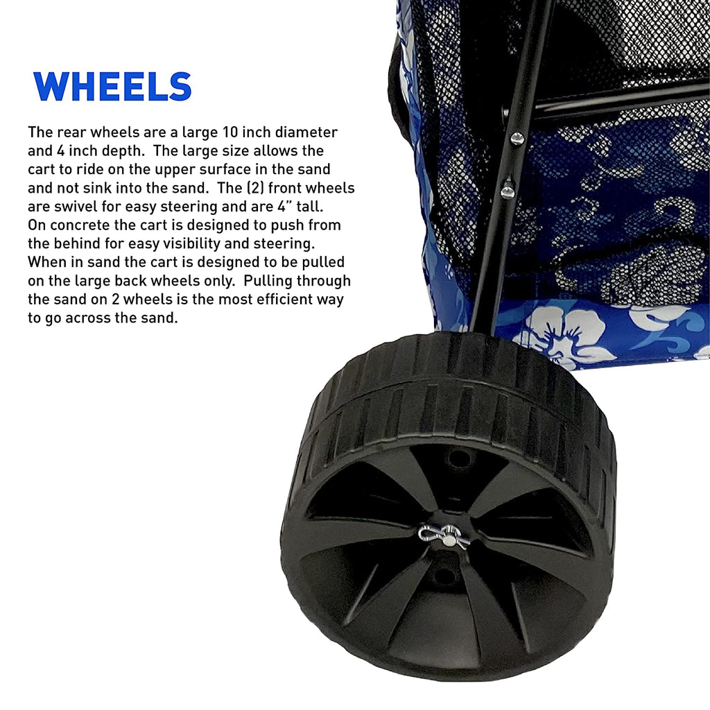 Beach cart Deluxe Flower Pattern EasyGo Beach Cart Deluxe–Heavy Duty F ...